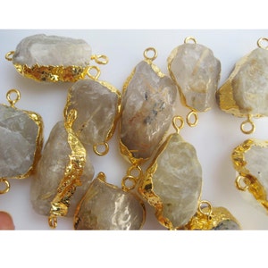 Gold Rutilated Quartz Connector, Raw Gemstone Connectors, Natural Gold ...