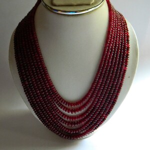 Multi Strand Ruby Necklace Ruby Jewelry Glass Filled Ruby 8 Strands 3mm ...