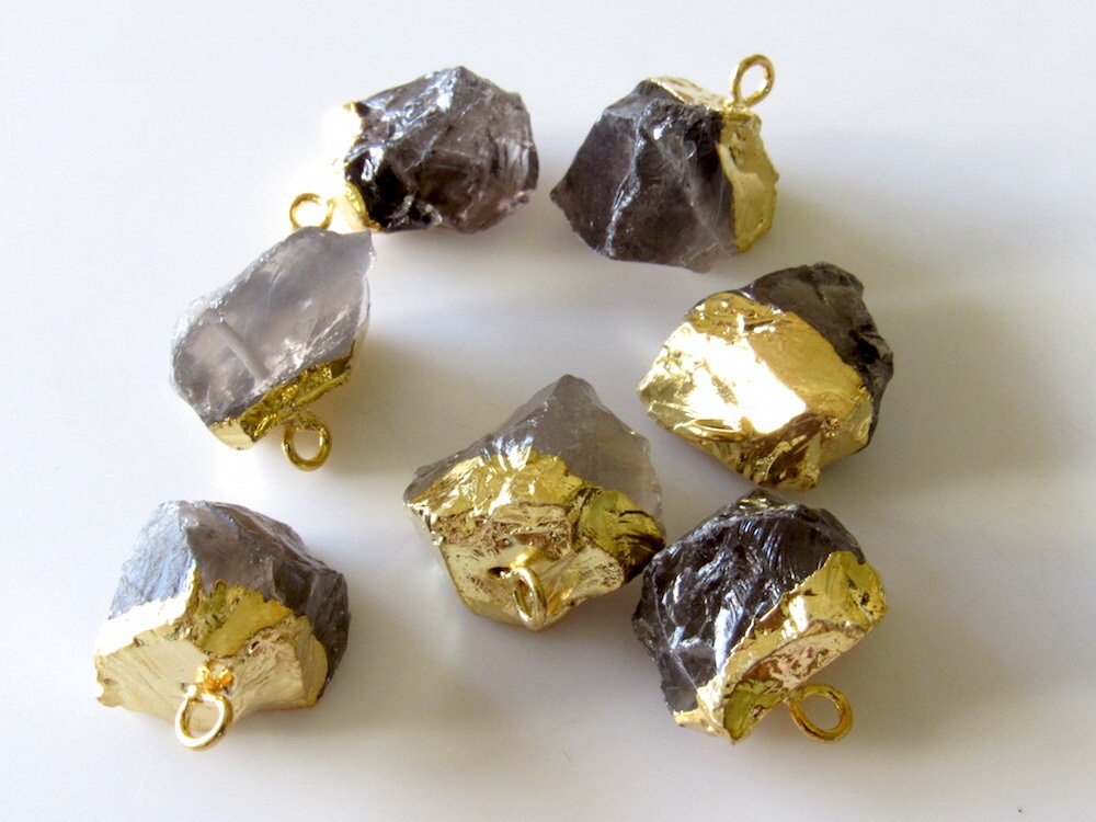 Single Loop Raw Smoky Quartz Connector Raw Gemstone - Etsy