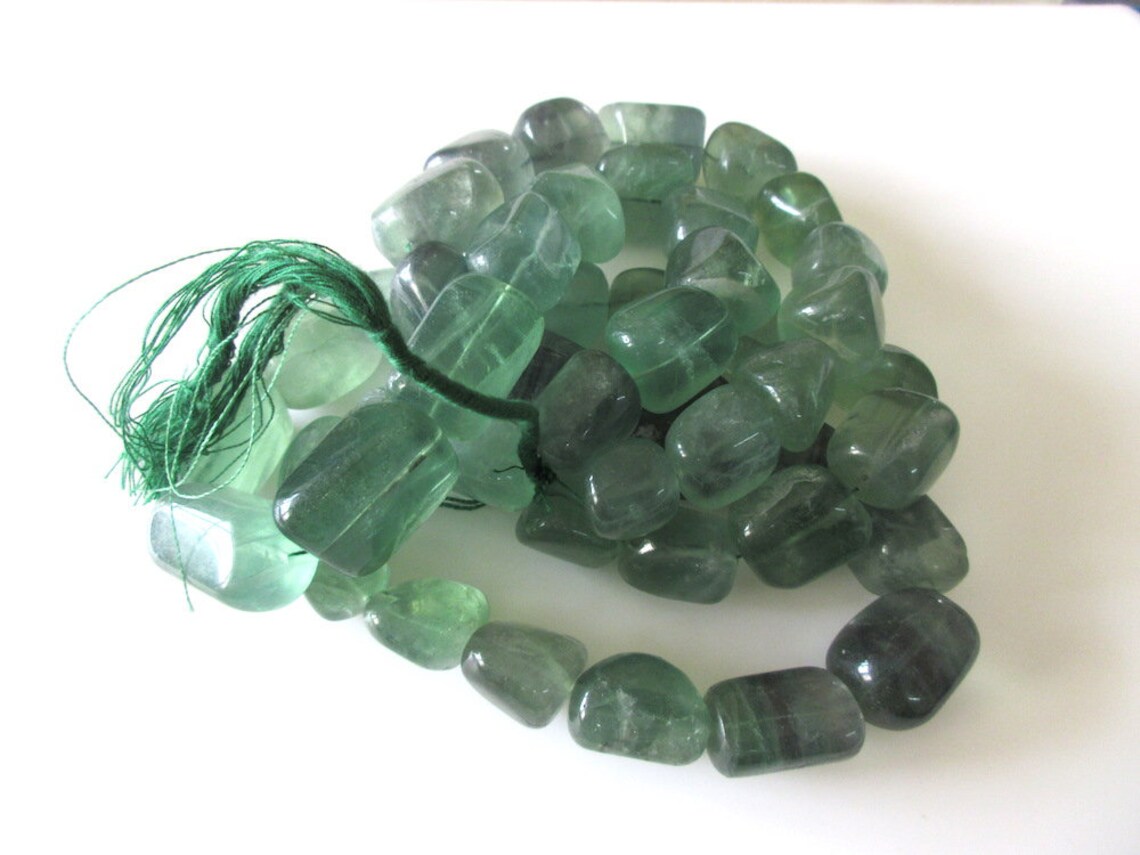Huge Green Fluorite Tumble Beads Natural Fluorite Tumbles | Etsy