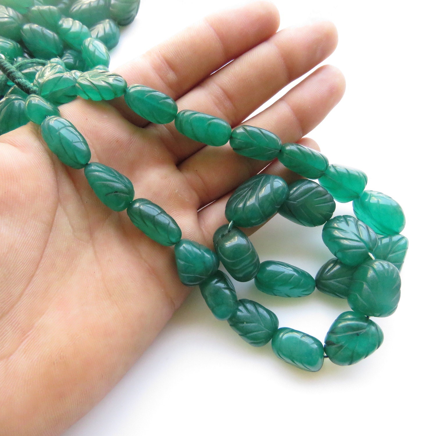 Green Jade Carved Tumble Beads Green Jade Tumbles 15mm to - Etsy