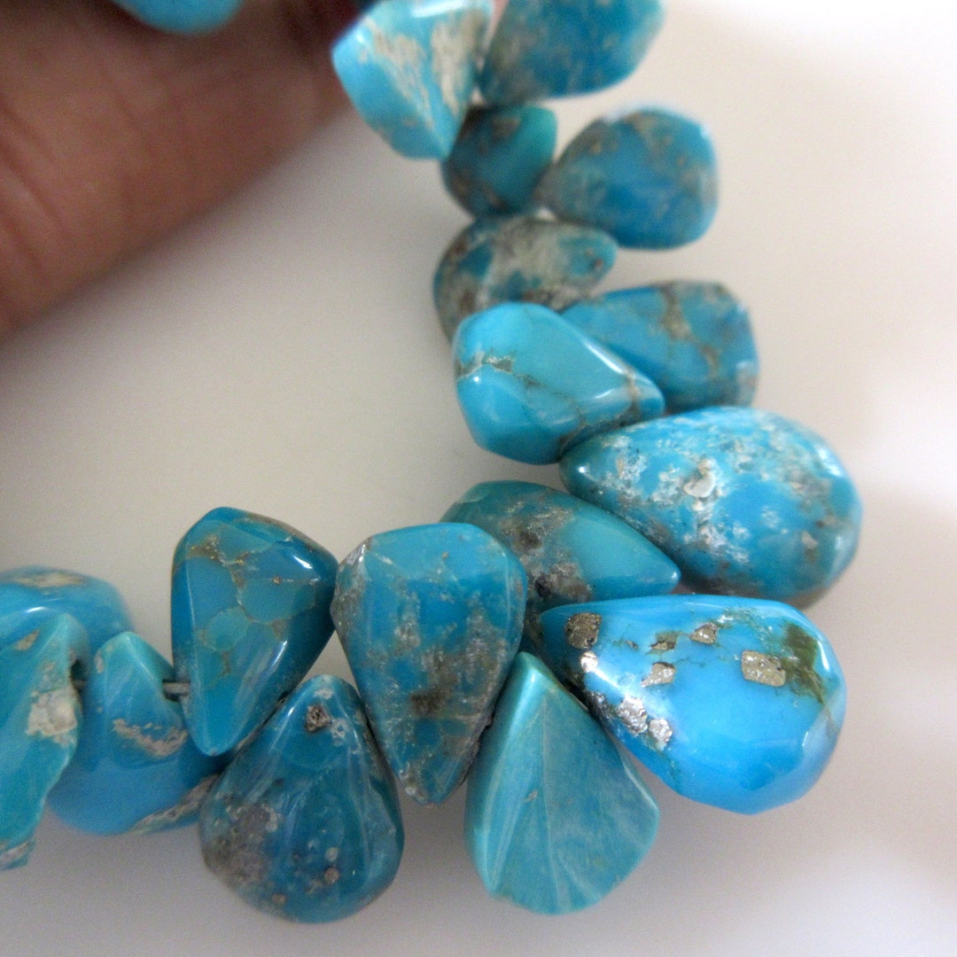 Copper Turquoise Briolette Beads, Smooth Pear Shaped Copper Turquoise ...
