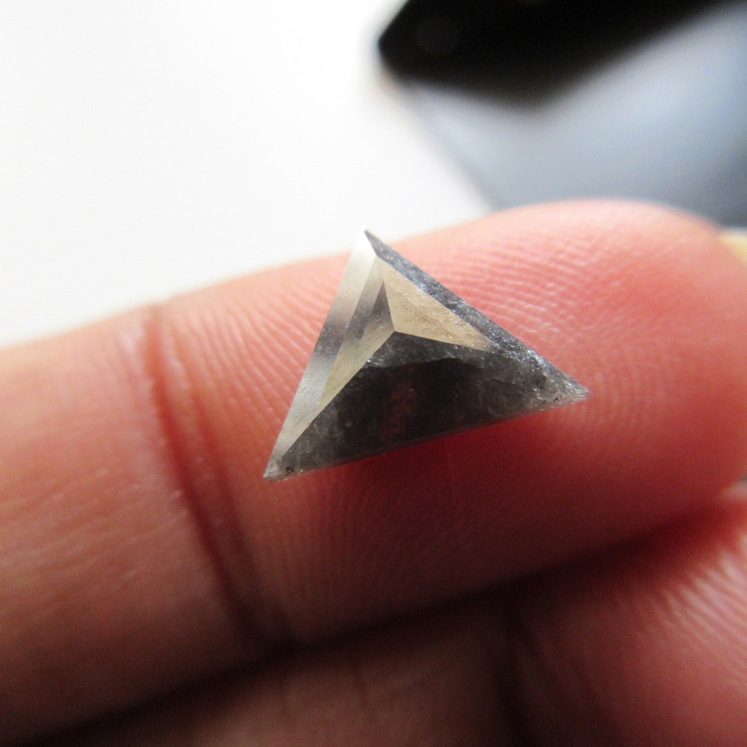 10.4mm/1.20ctw Triangle Shaped Natural Grey Diamond Rose Cut Loose ...
