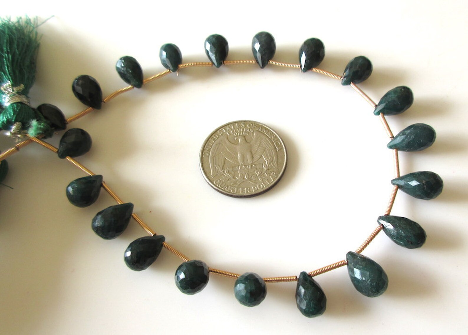 Green Corundum/emerald Tear Drop Briolette Beads Emerald | Etsy