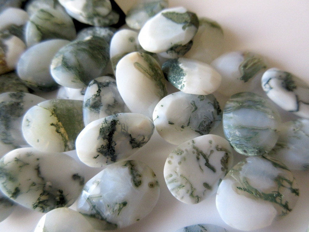 6 Pieces 16mm to 18mm Each Natural Moss Agate Faceted Rose Cut | Etsy