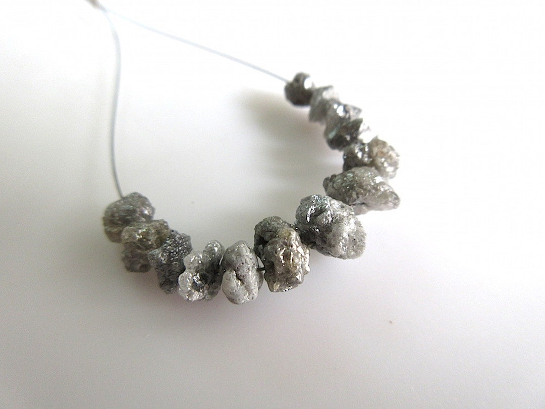 13 Pieces 4-8mm Grey Raw Diamond Beads, Rough Diamond Tyres, Natural ...