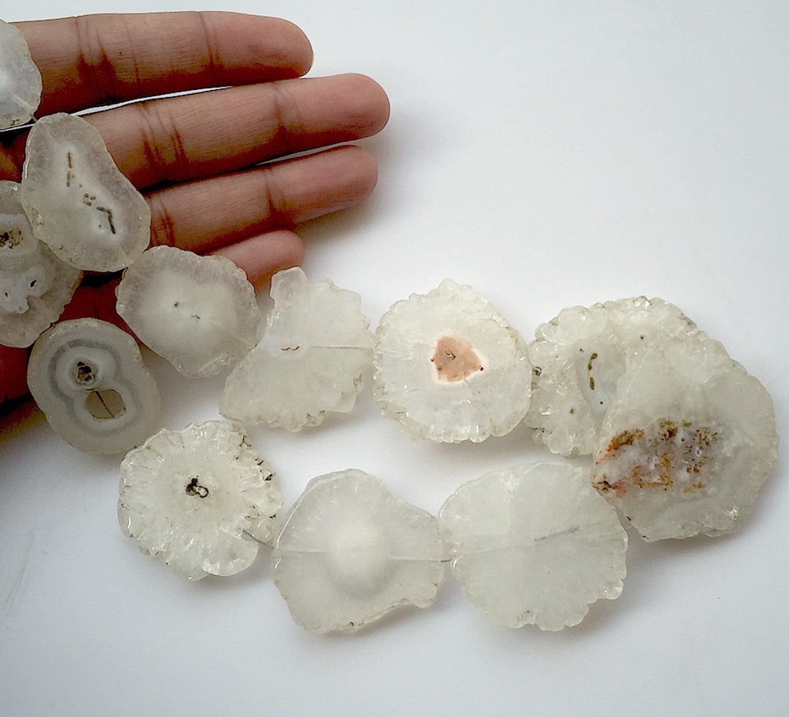 White Solar Quartz, Stalactite Slice, Natural Solar Quartz Slices ...