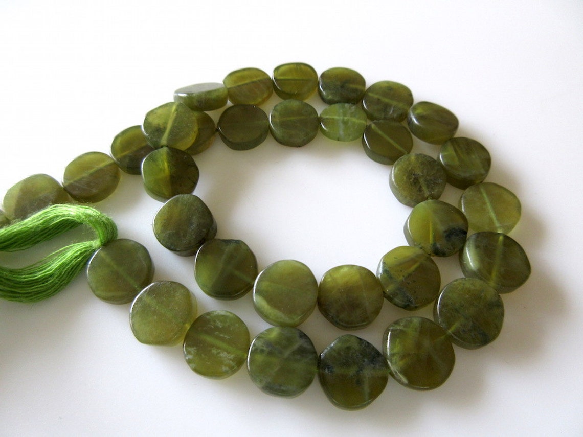 5 Strands Wholesale Vessonite Green Garnet Smooth Flat Coin - Etsy