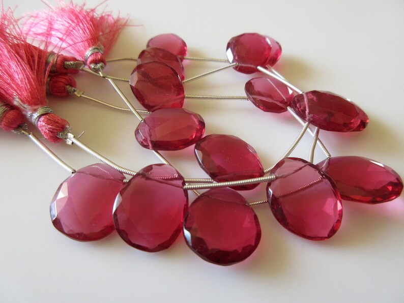 5 Pieces 15mm to 18mm Rose Cut Ruby Color Hydro Quartz Side | Etsy