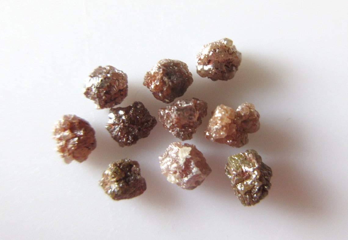 2 Pieces 5mm Raw Red Diamonds Rough Diamonds Natural Earth Mined ...