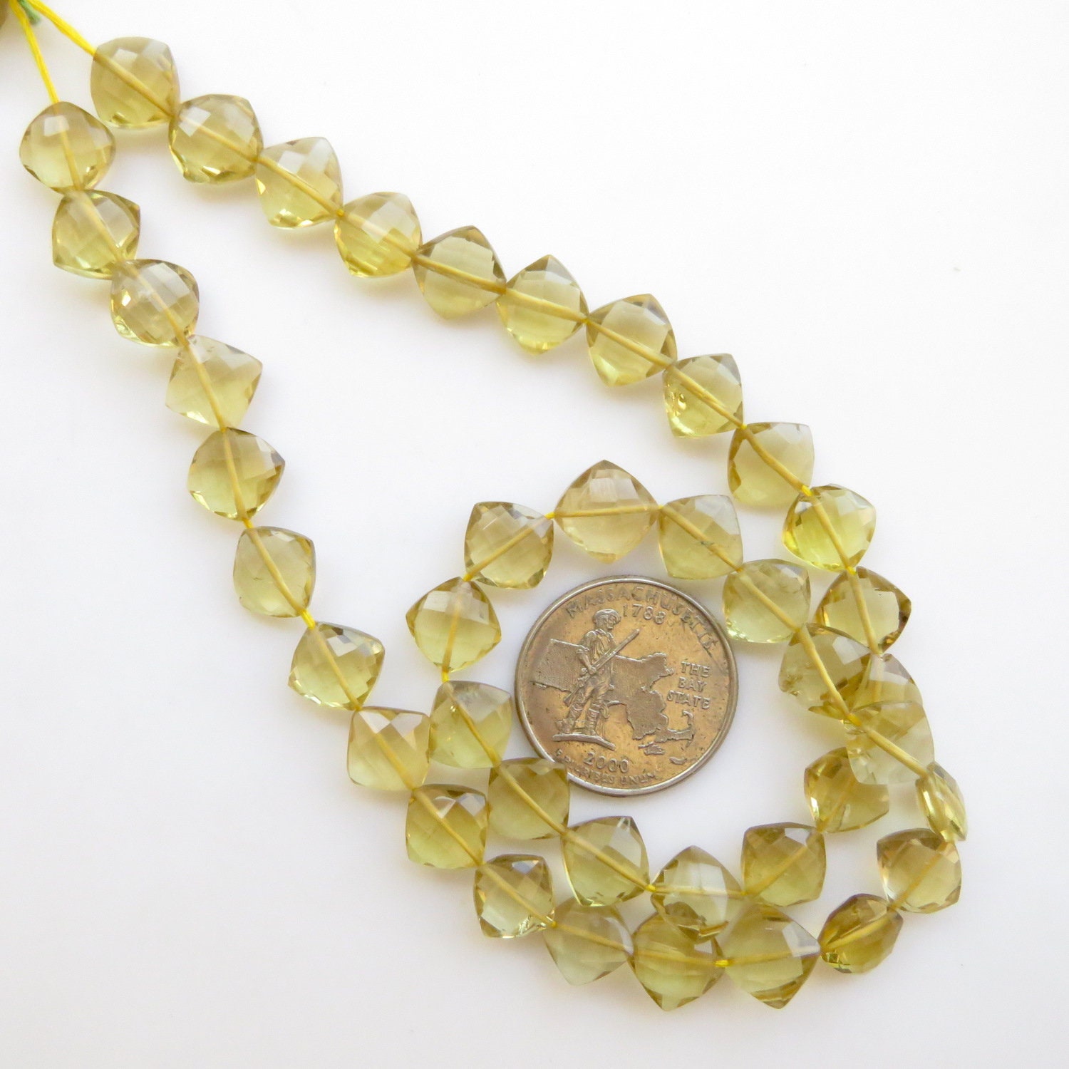 Yellow Quartz Kite Beads, Yellow Lemon Quartz Faceted Square Beads ...