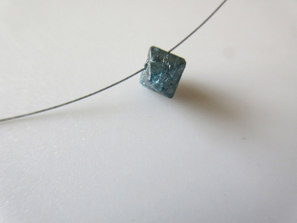 Blue Raw Diamond Octahedron Drilled Natural Diamond Crystal - Etsy