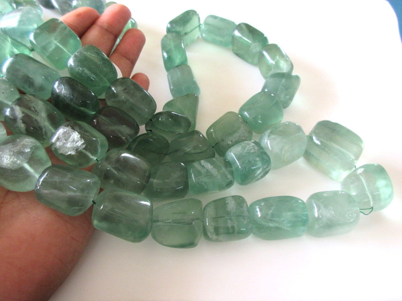Huge Green Fluorite Tumble Beads, Natural Fluorite Tumbles, 20-28mm ...