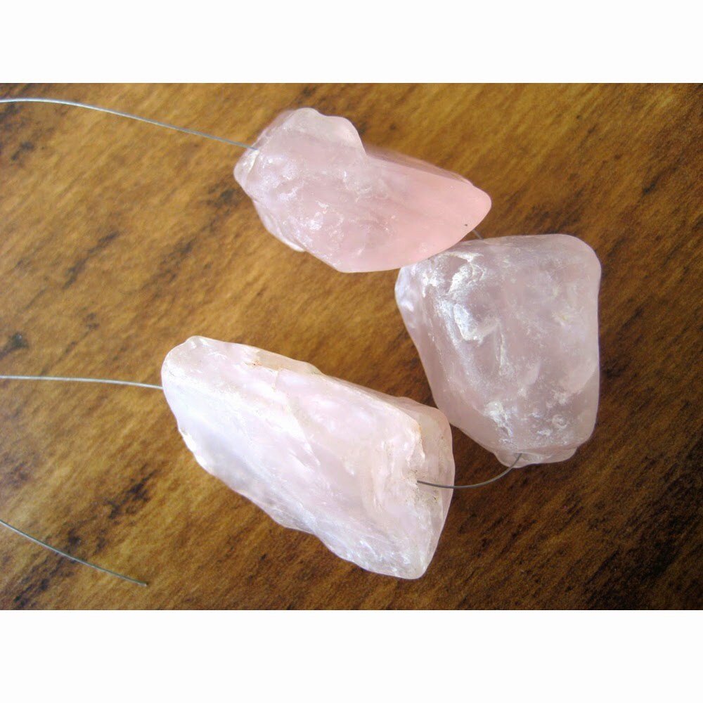 Raw Rose Quartz Rose Quartz Rough Stone Large 1mm Hole Rose | Etsy