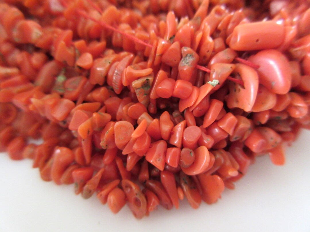 Natural Italian Coral Chips, Original Italian Red Coral Beads, 6mm ...