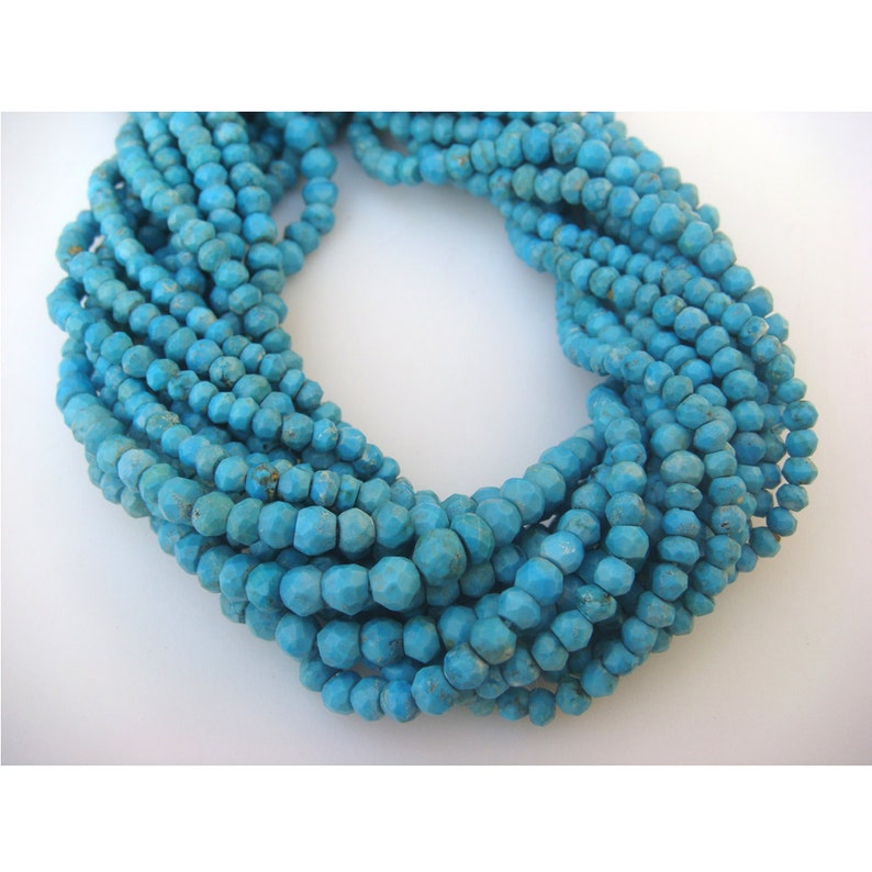 Turquoise Beads/ Turquoise Rondelle Beads/ Gematone Beads - 4mm - 13 ...