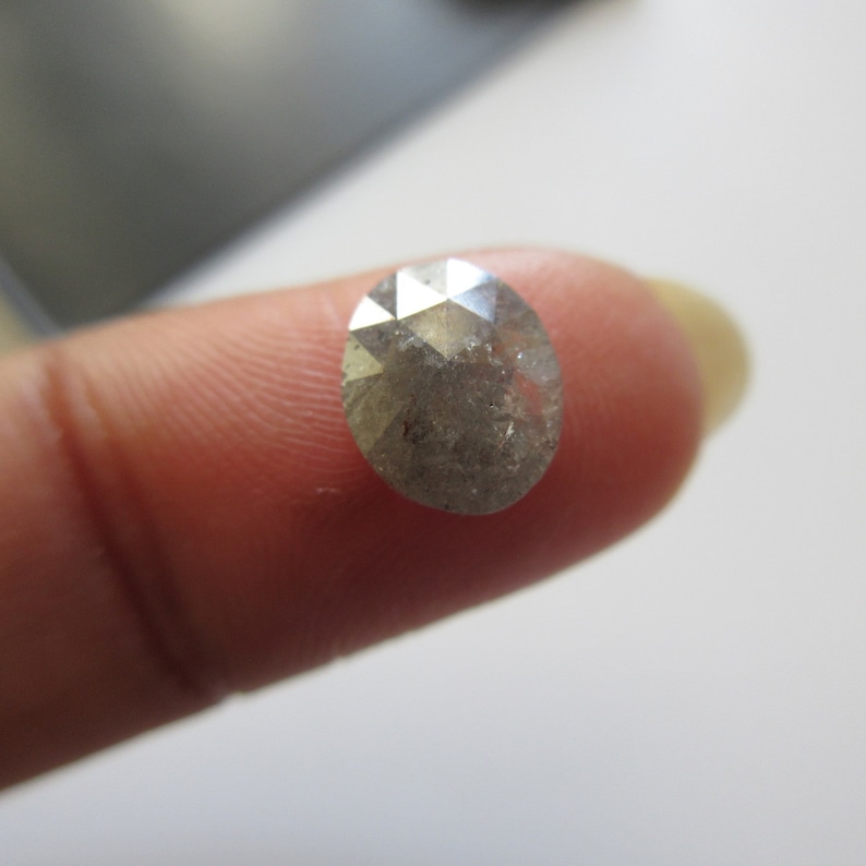 1 Piece 8.3mm/1.43ctw Natural Grey Oval Shaped Rose Cut - Etsy
