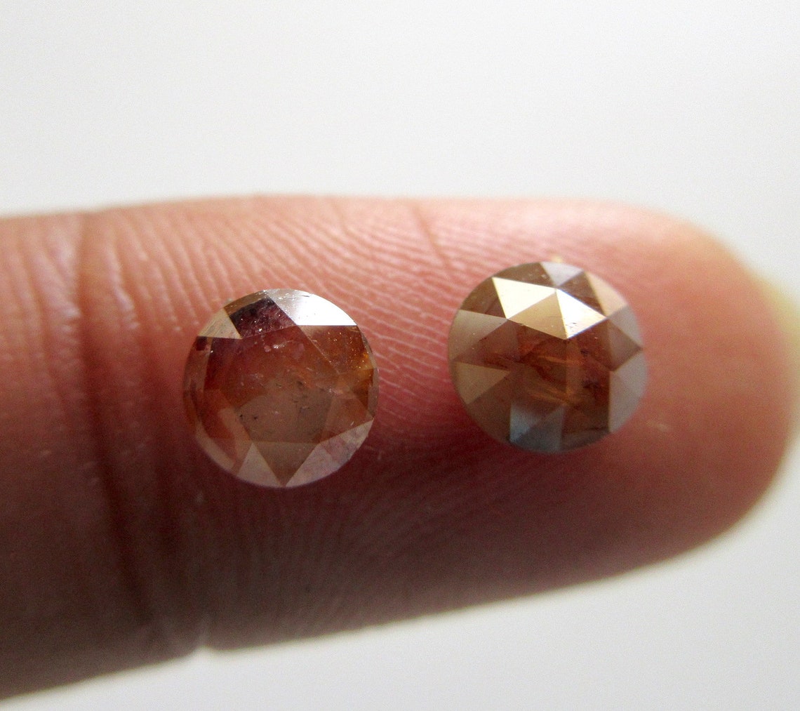 2 Pieces Matched Pairs Natural Red Round Rose Cut Diamond Loose, 4.5mm ...
