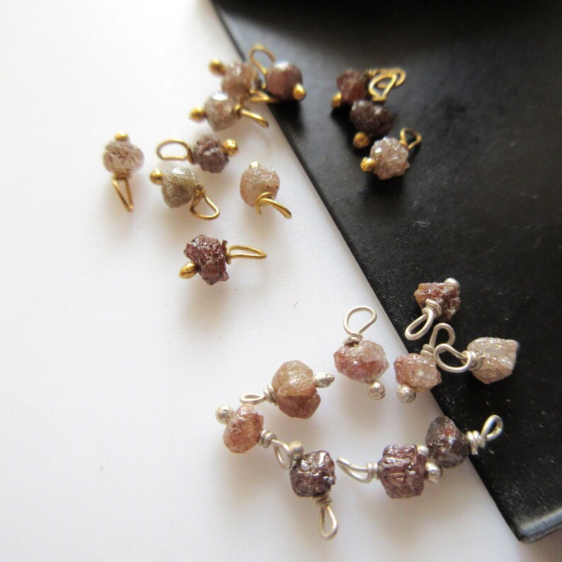 10 Pieces Natural Red Raw Rough Uncut Diamond 925 Sterling | Etsy