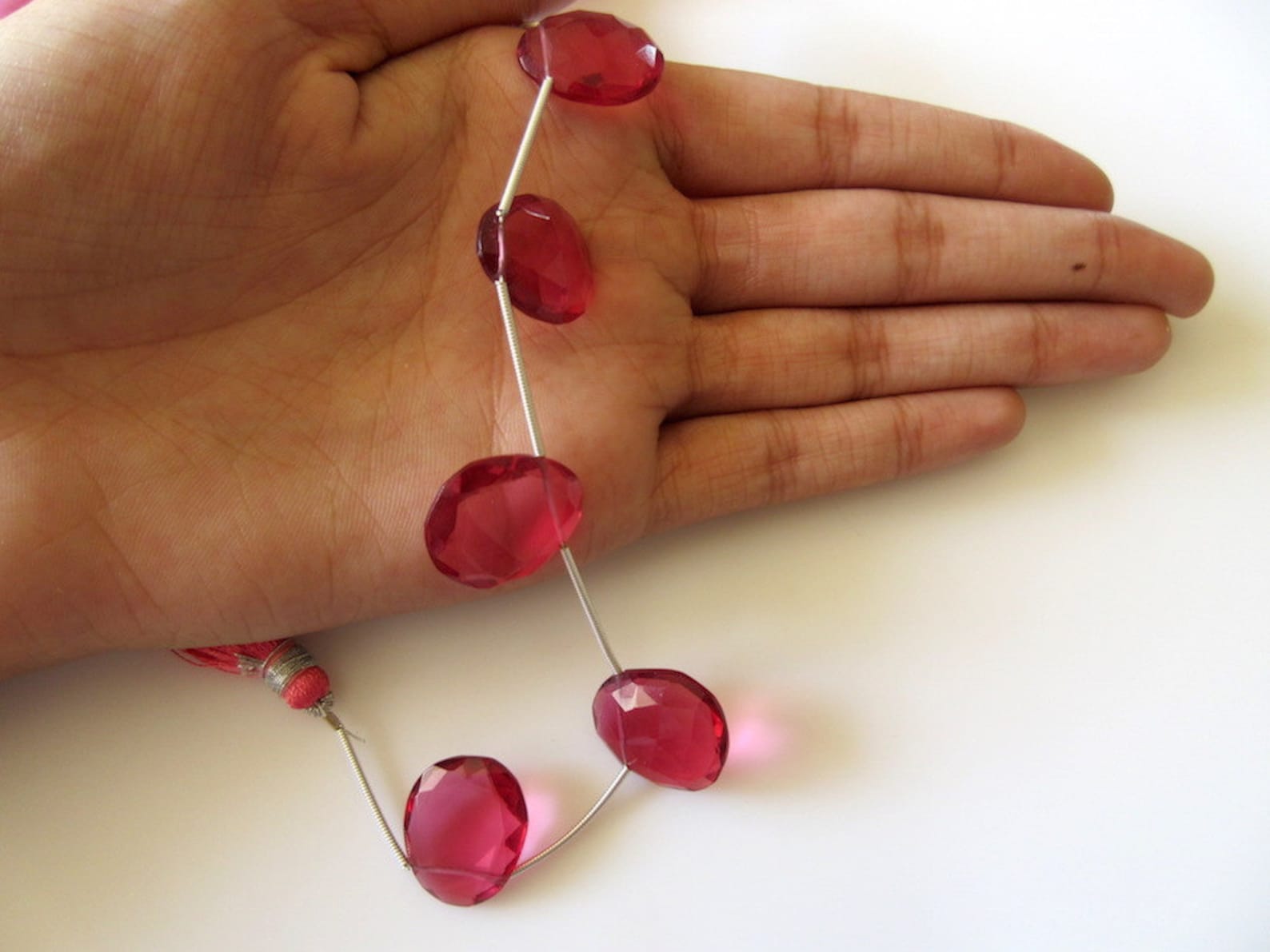 5 Pieces 15mm to 18mm Rose Cut Ruby Color Hydro Quartz Side | Etsy