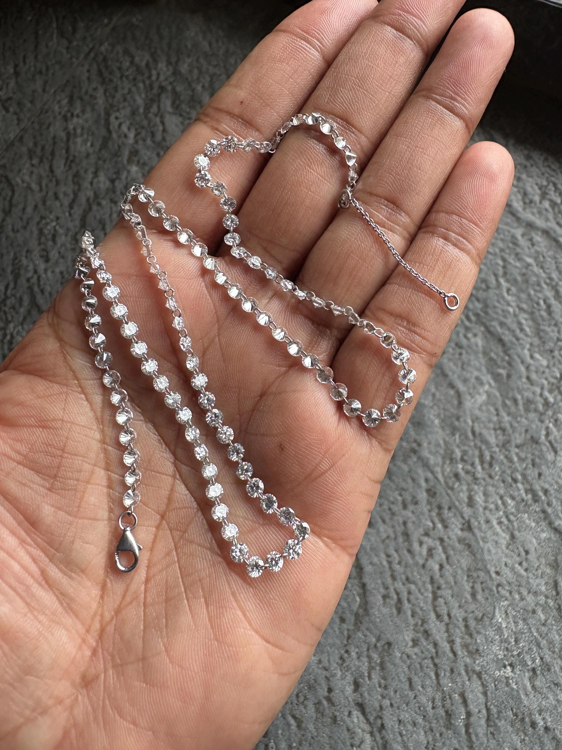 Drilled Lab Grown Diamond Loose Link Chain Yard Necklace in 14K Gold ...