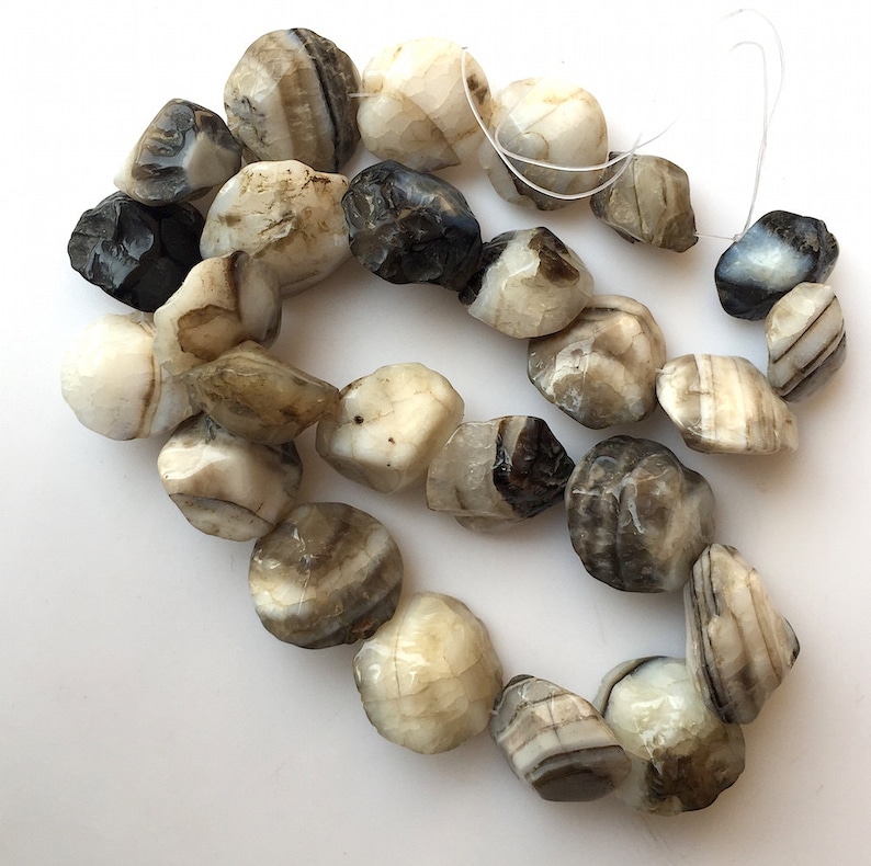 Raw Banded Agate Coin Beads Natural Hammered Rough Agate | Etsy