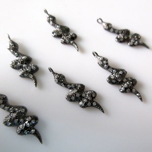 1 Pc Snake Sterling Silver Connector Charm Pendant, Cubic Zirconia Pave ...