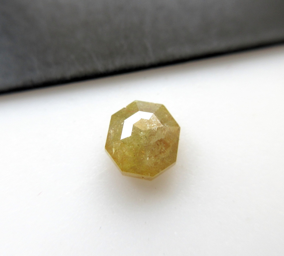 OOAK 0.50ctw/5.1mm Fancy Octagon Shaped Natural Yellow Rose Cut Diamond ...