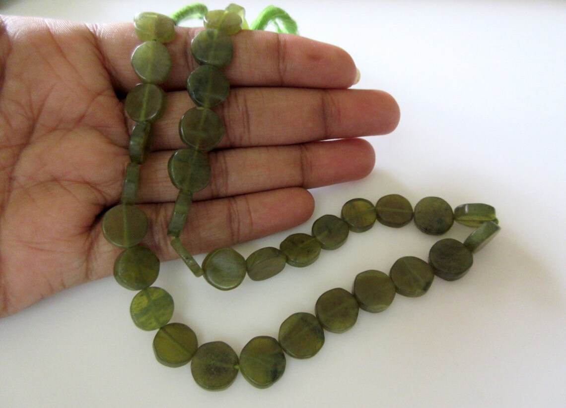 5 Strands Wholesale Vessonite Green Garnet Smooth Flat Coin - Etsy