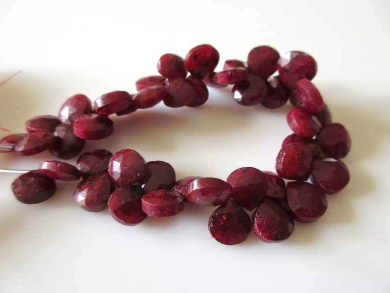 Red Corundum/ruby Heart Shaped Briolette Beads, Ruby Briolette Beads ...