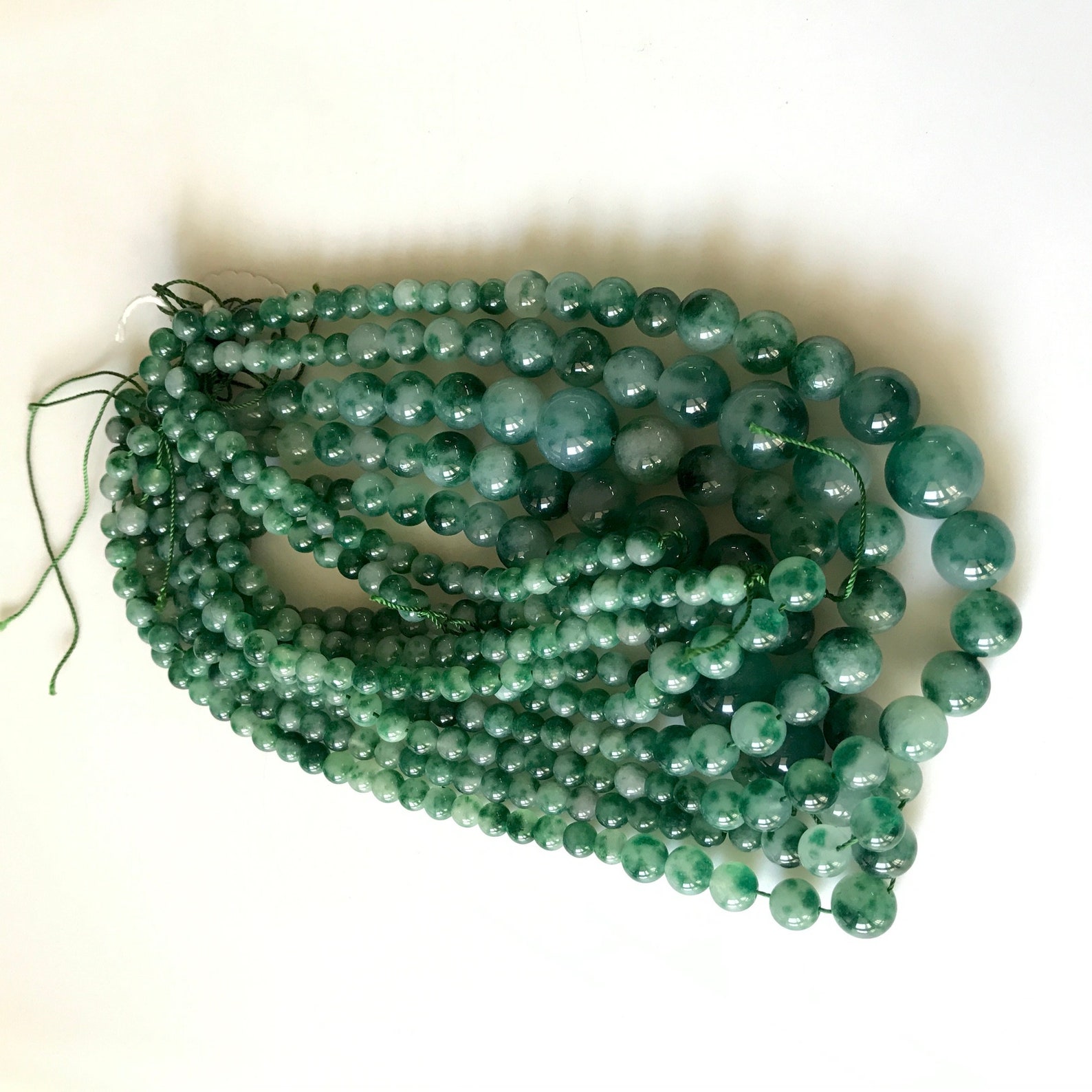 6mm to 13mm Emerald Green Jade Round Beads Green Moss Agate Jade Smooth ...