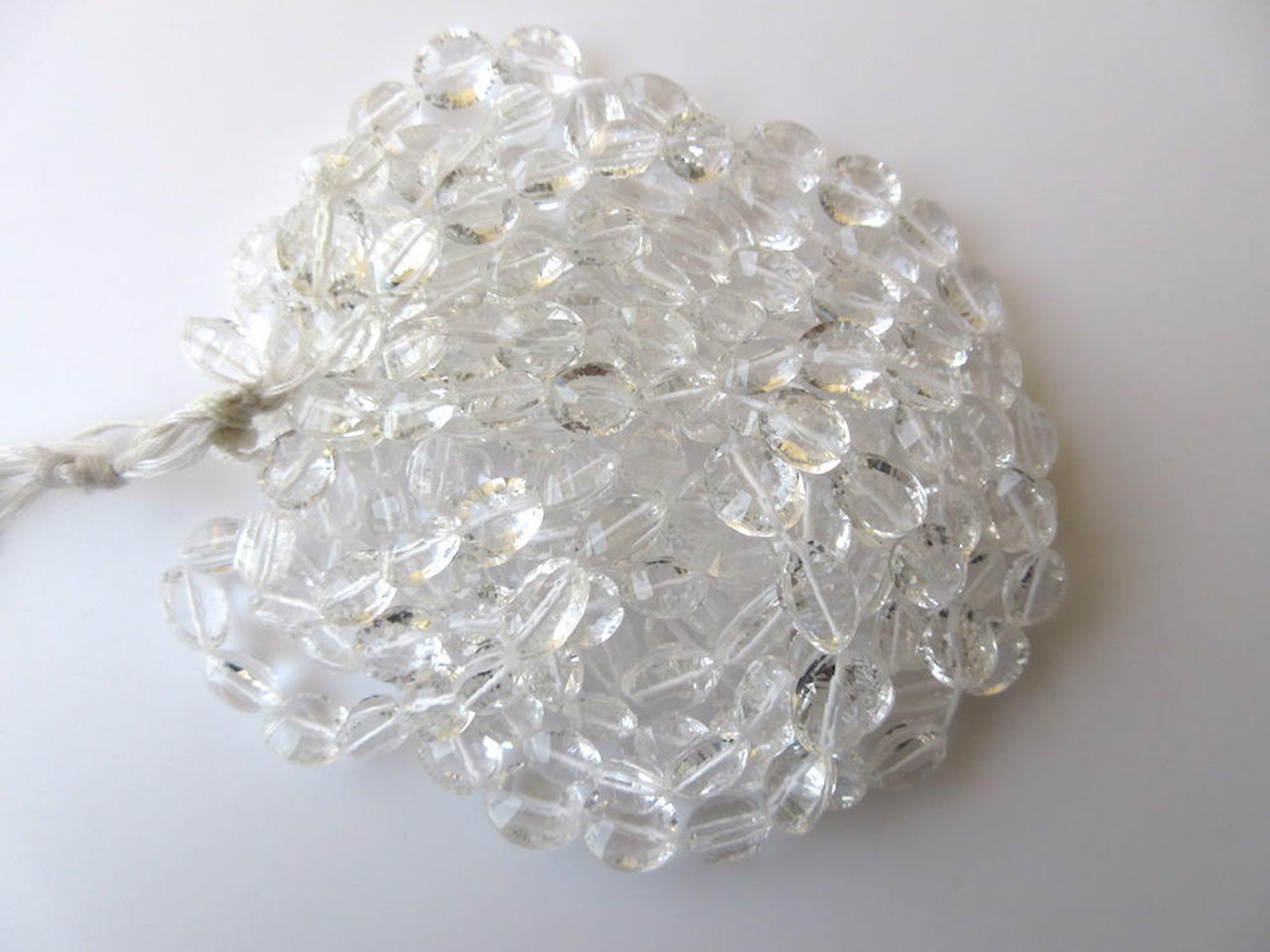 Quartz Crystal Faceted Concave Cut Oval Beads, Faceted Concave Cut Oval ...