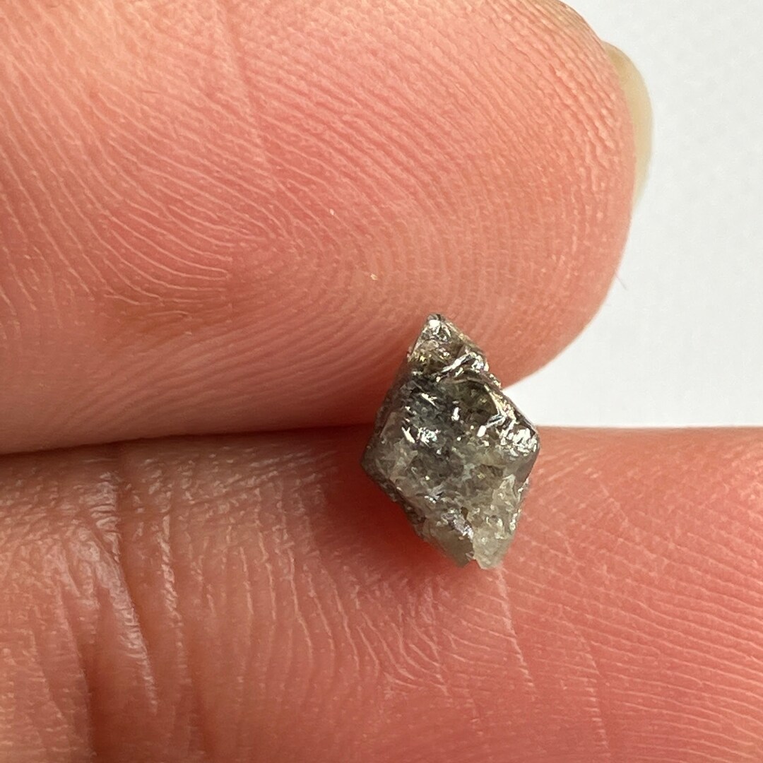 0.86ctw/6.5mm Natural Grey/black Rough Raw Octahedron Diamond Loose ...