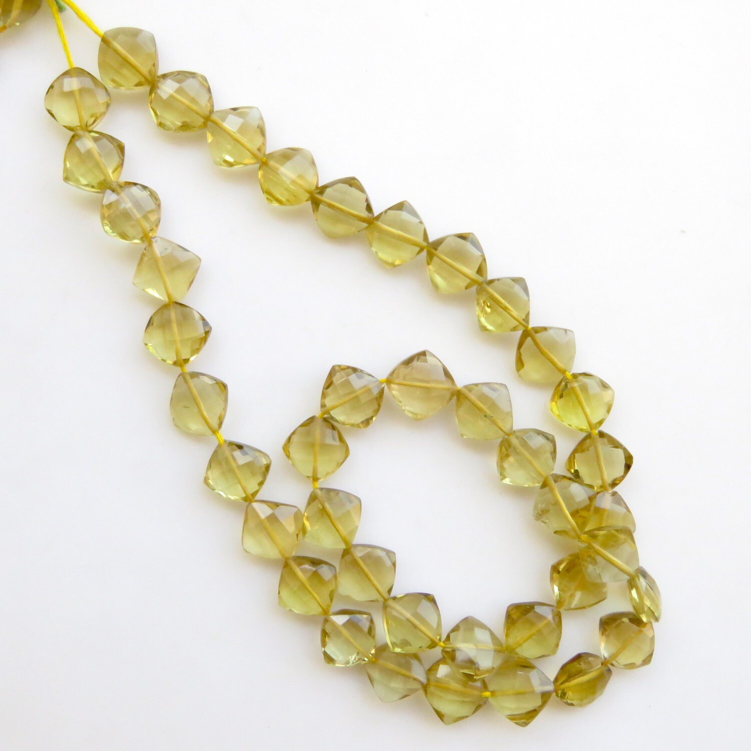 Yellow Quartz Kite Beads, Yellow Lemon Quartz Faceted Square Beads ...