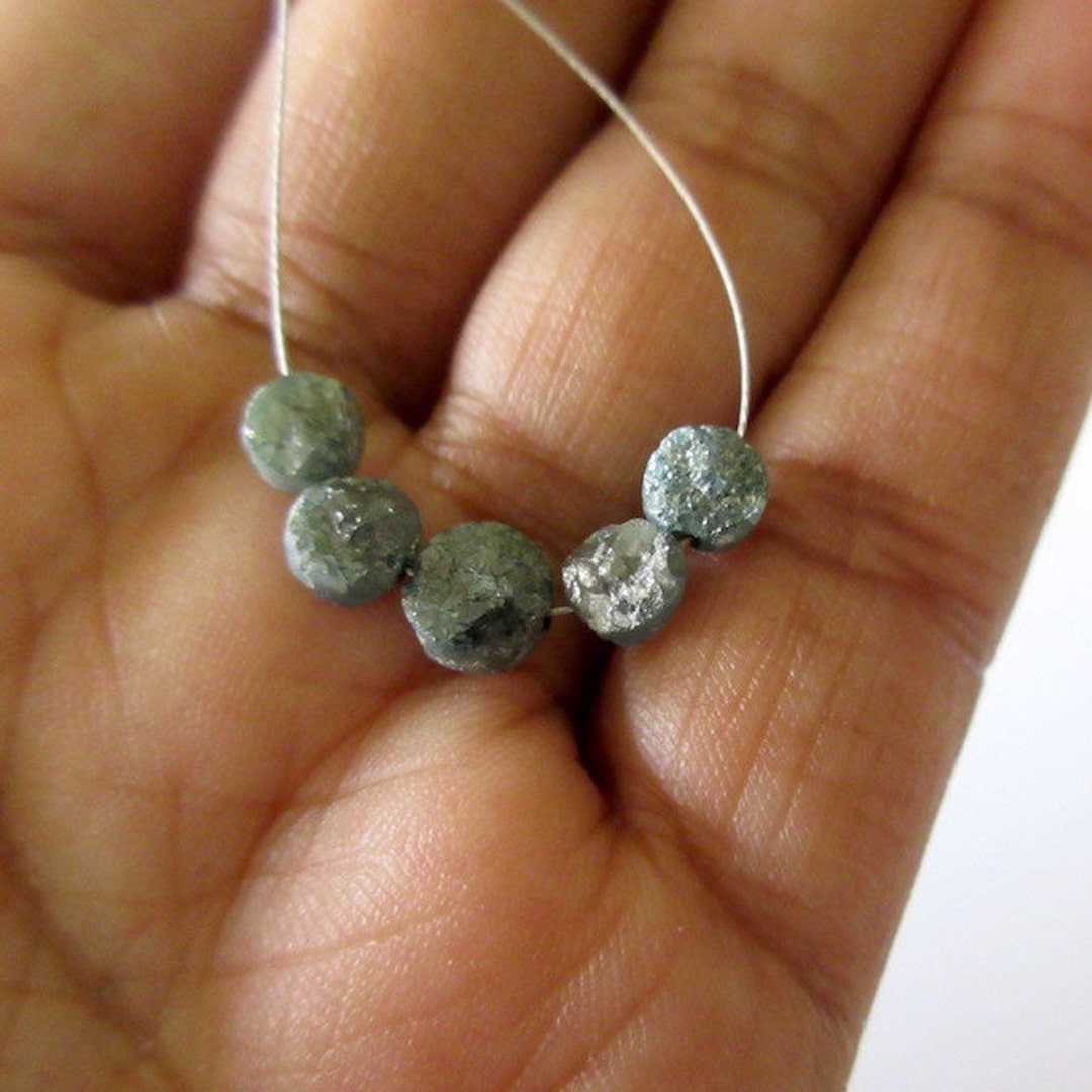 5 Pieces Button Shaped Blue Raw Diamonds, Raw Diamond Button Beads ...