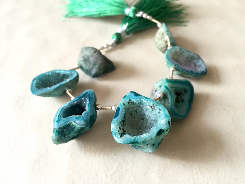 1 Strand Pine Green Druzy Geode Cave Beads Tabasco Agate - Etsy