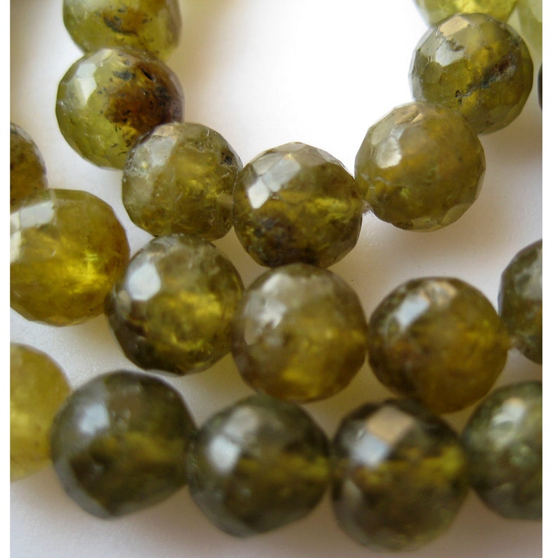 Green Garnet Rondelles Vessonite Beads Faceted Rondelle - Etsy