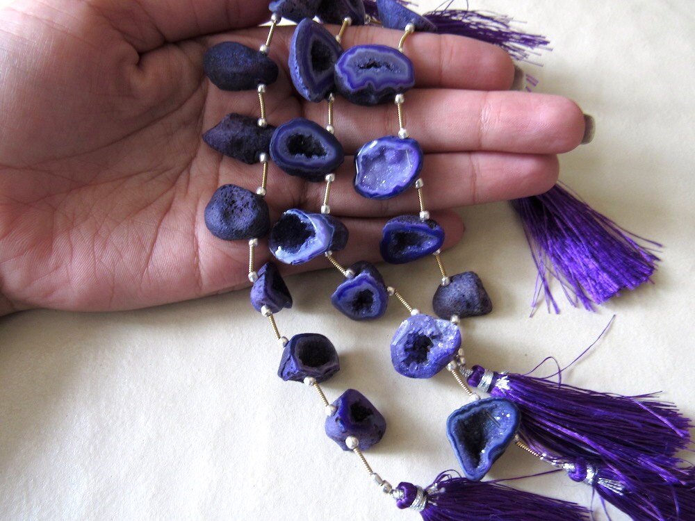 1 Strand Purple Geode Druzy Cave Beads Tabasco Geode Beads - Etsy
