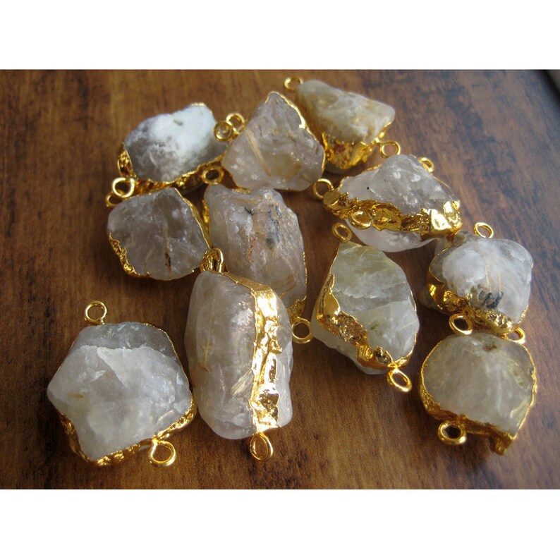 Gold Rutilated Quartz Connector, Raw Gemstone Connectors, Natural Gold ...
