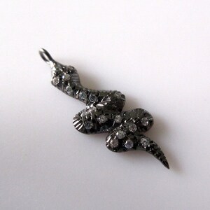 1 Pc Snake Sterling Silver Connector Charm Pendant, Cubic Zirconia Pave ...