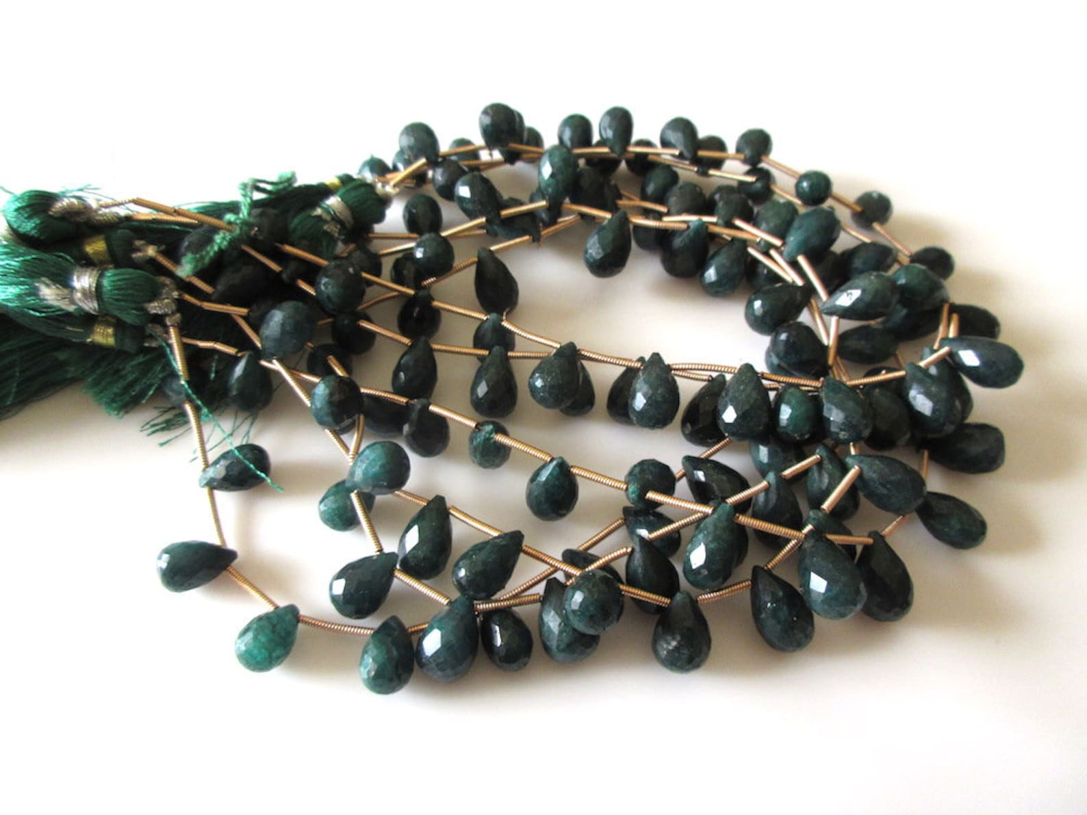 Green Corundum/emerald Tear Drop Briolette Beads Emerald | Etsy