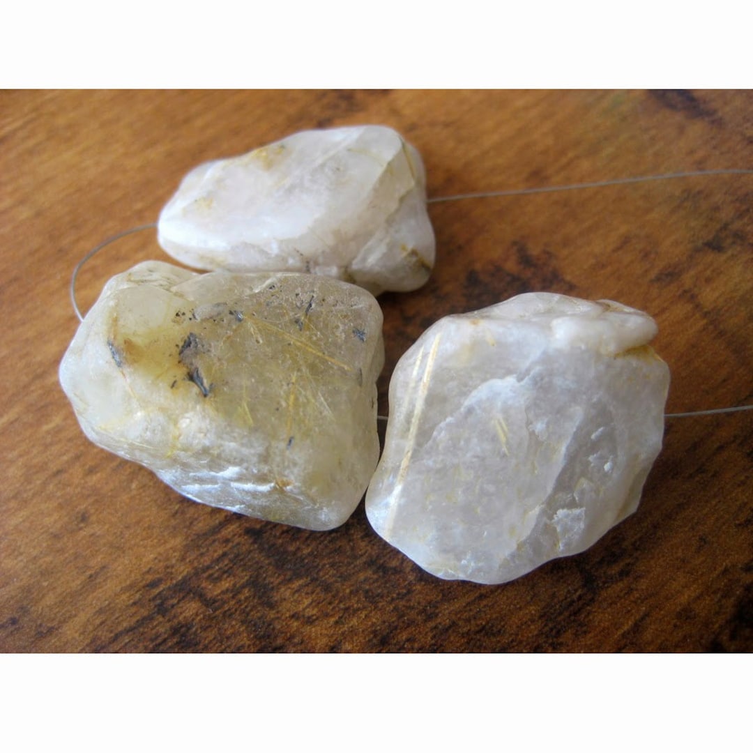 Raw Gold Rutile Quartz Loose, Rutilated Quartz Rough Stone, Large 1mm ...