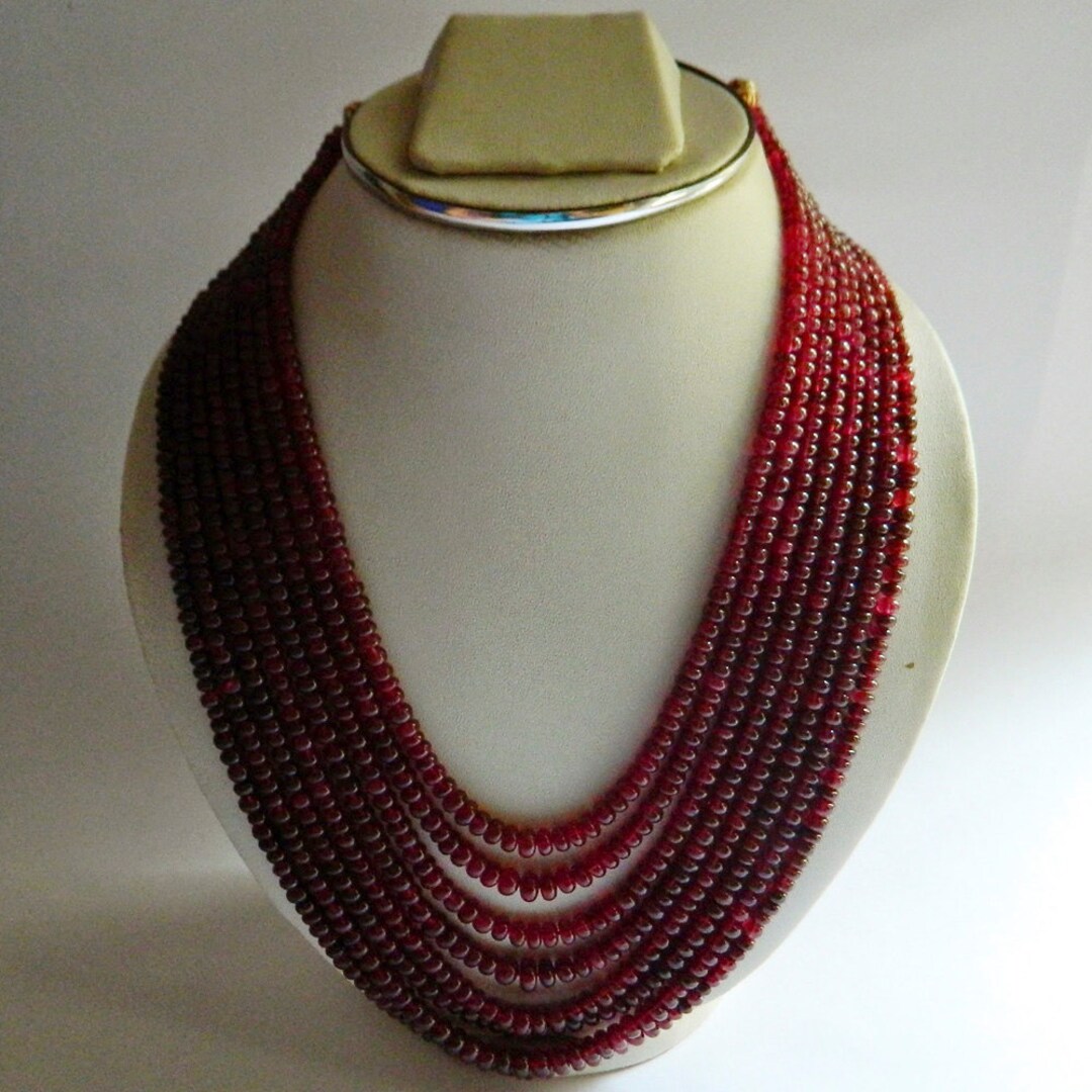 Multi Strand Ruby Necklace Ruby Jewelry Glass Filled Ruby 8 Strands 3mm ...