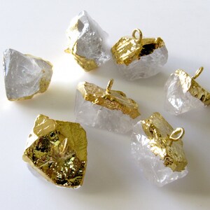 Raw Crystal Connector, Single Loop Natural Crystal Electroplated ...