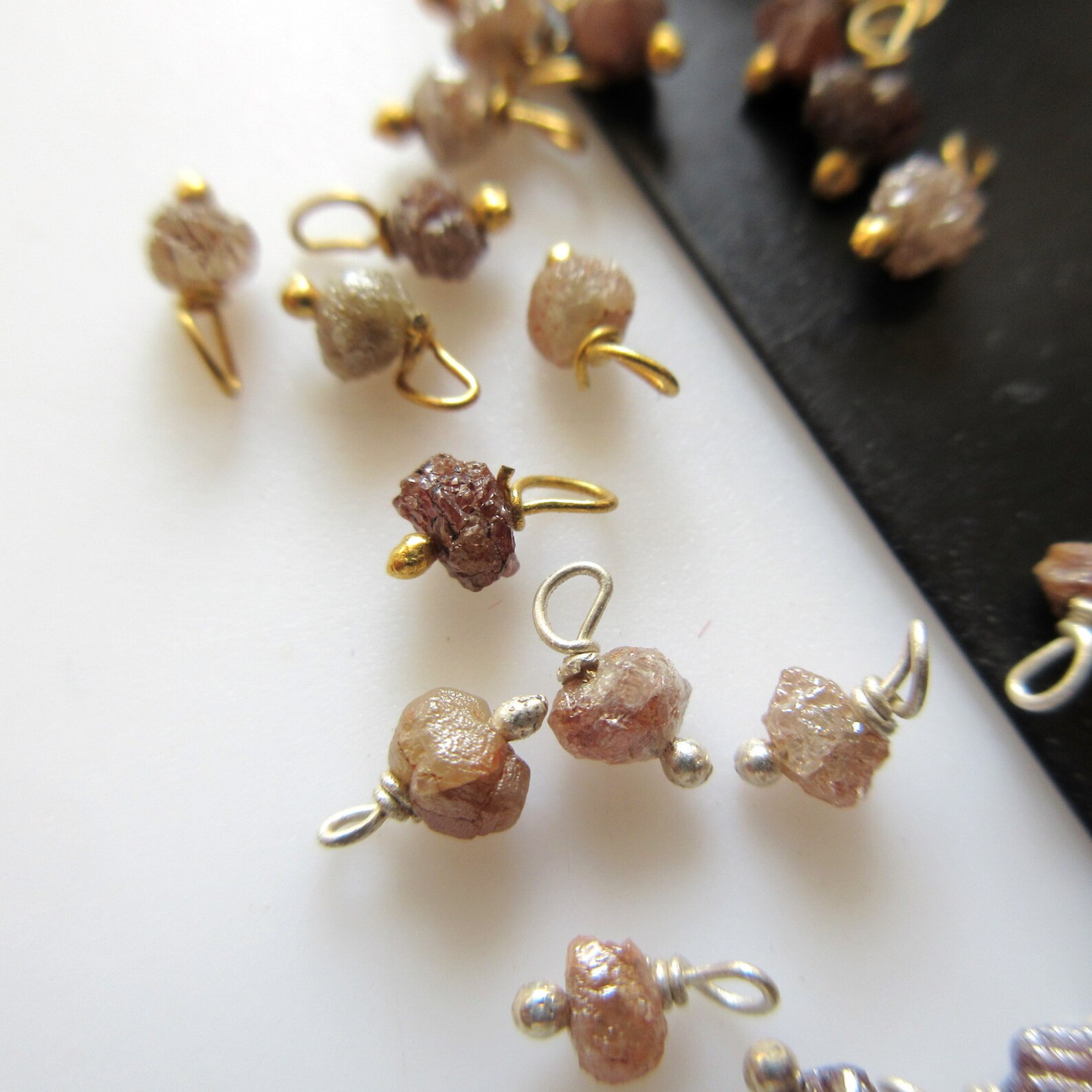 10 Pieces Natural Red Raw Rough Uncut Diamond 925 Sterling | Etsy