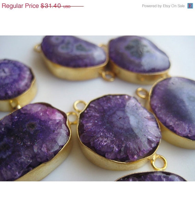 5pcs Purple Solar Quartz Connectors Druzy Connector Gemstone | Etsy