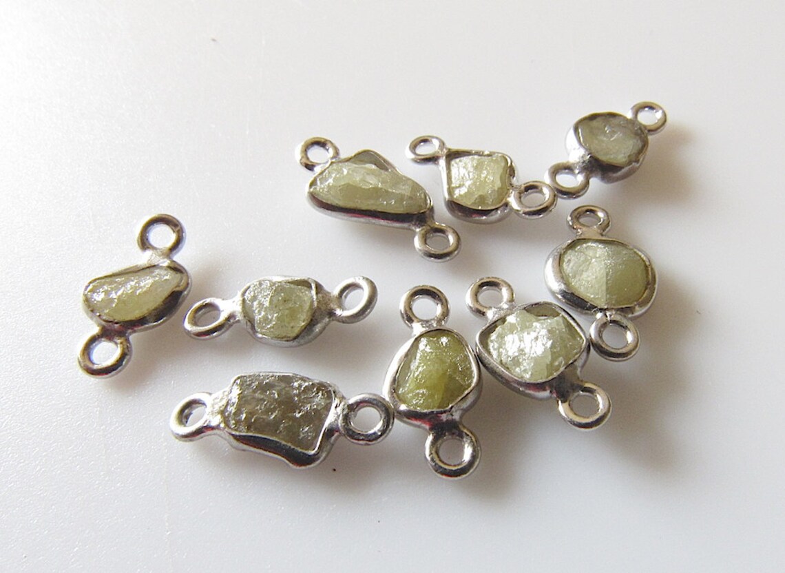 10 Pcs Yellow Diamond Connectors 925 Silver Connectors Rough | Etsy