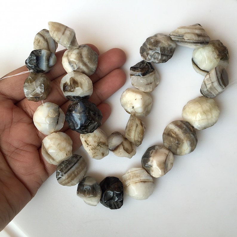 Raw Banded Agate Coin Beads Natural Hammered Rough Agate | Etsy