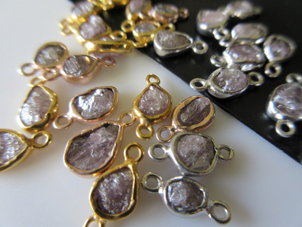 10 Pieces Natural Raw Rough Pink Diamond Single Loop - Etsy