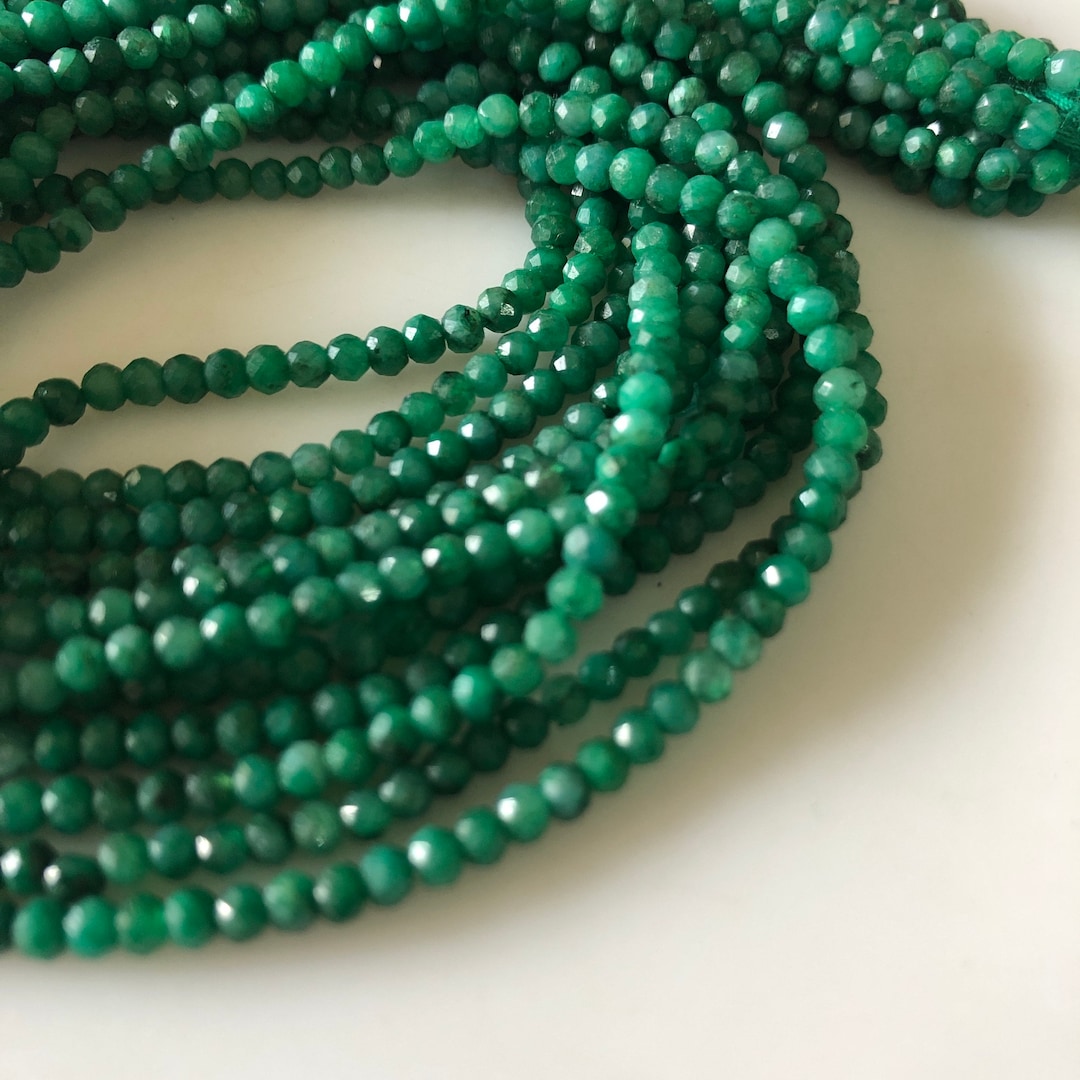 3.5mm Green Color Treated Corundum Emerald Color Rondelle Beads ...